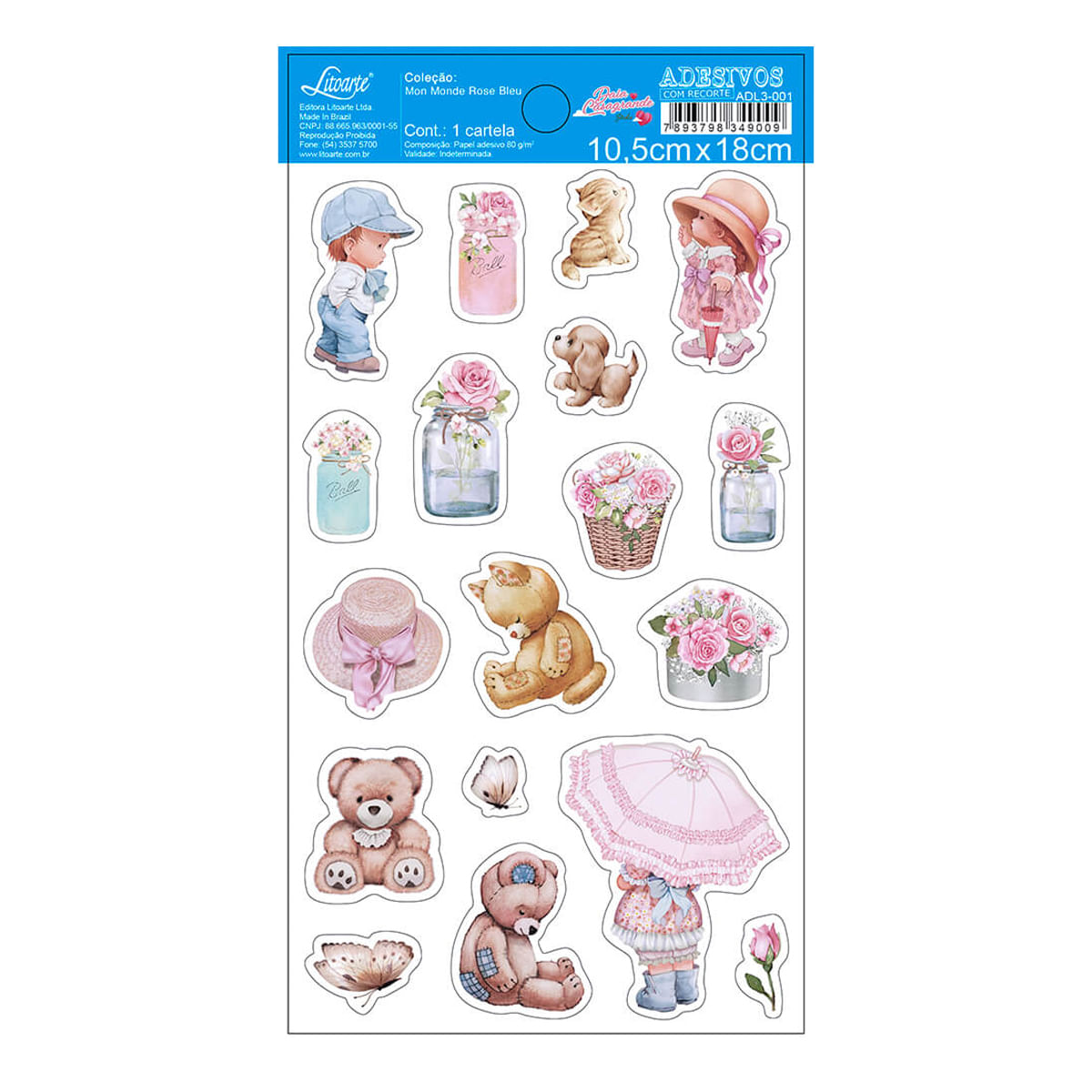 Adesivo com Recorte Litoarte Mon Monde Rose Bleu - ADL3-001 - Casa da ...